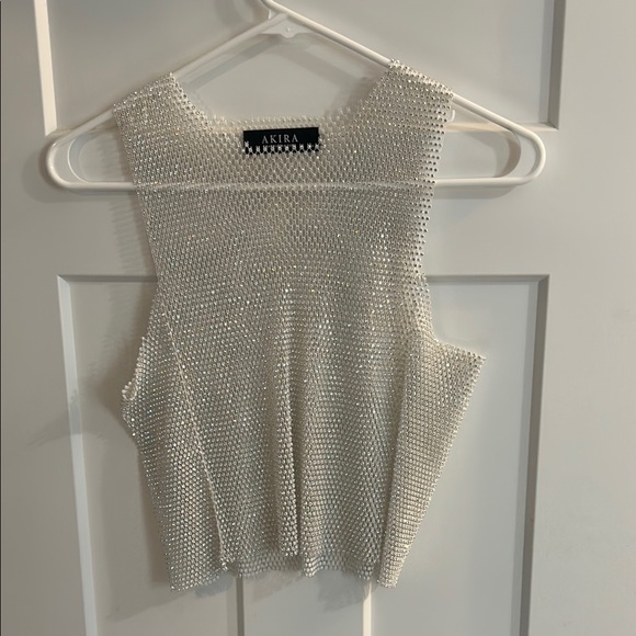 AKIRA | Tops | Akira White Crystal Crop Tank Top | Poshmark